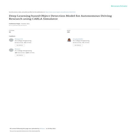 Deeplearningbasedobjectdetectionmodelforautonomousdrivingresearchusingcarlasimulator