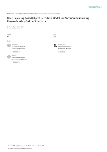 Deeplearningbasedobjectdetectionmodelforautonomousdrivingresearchusingcarlasimulator