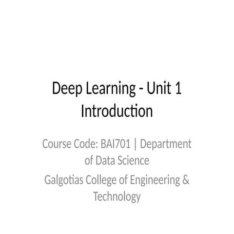 deep Learning (micro tecahing) _ppt introduction | PPTX