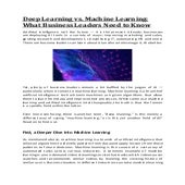 Deep learning vs. machine learning what business leaders need to know ...