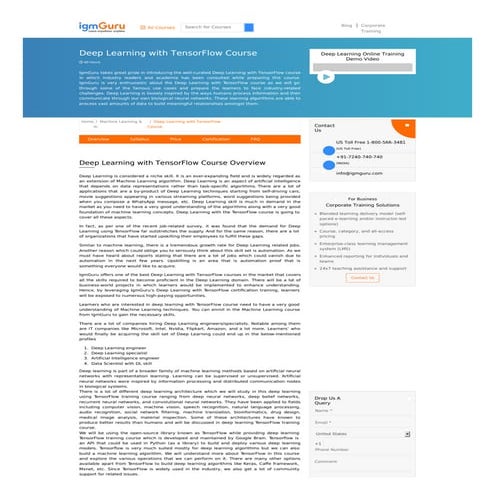 Deep learning with tensor flow course | PDF
