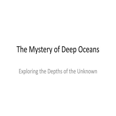 Deep Oceans Presentation explore and learn | PPT