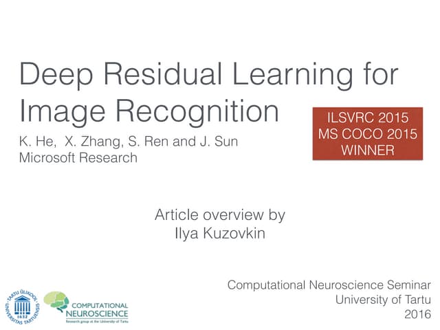 Paper Overview Deep Residual Learning For Image Recognition Pdf Artificial Intelligence