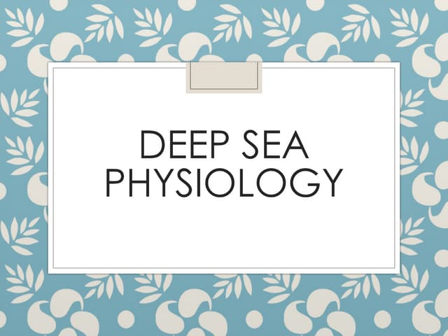 Deep Sea Physiology : Explained physiology.ppt Deep Sea Physiology : Explained physiology.ppt