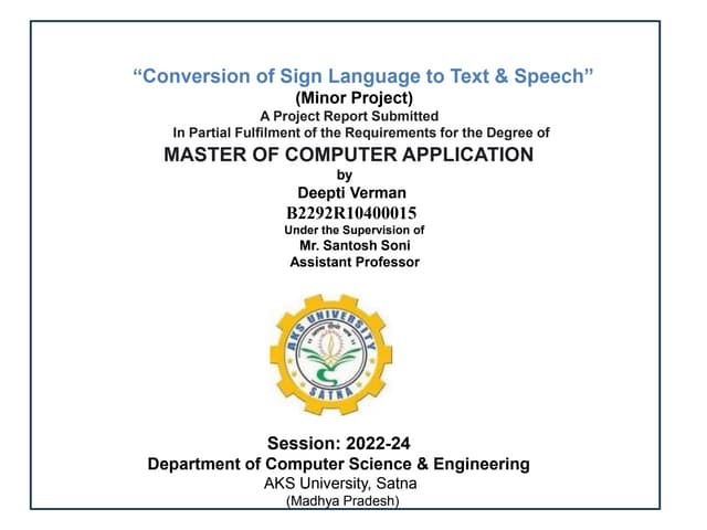Real time conversion of sign language to text and speech presentation | PDF