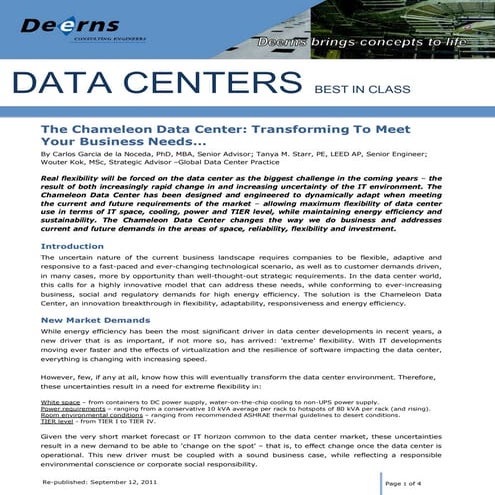 Deerns Data Center Chameleon 20110913 V1.1 | PDF