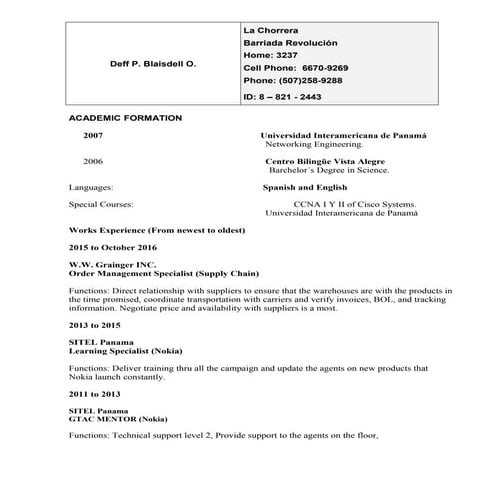 Deff English Resume 2.0 | DOC