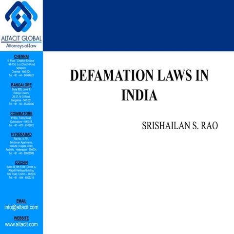 Defamation laws in India | PPTX