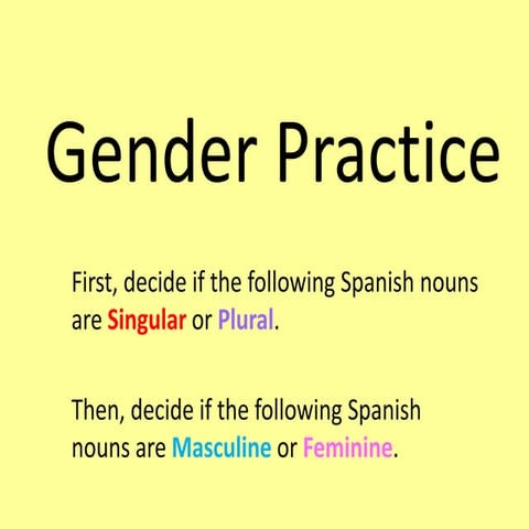 Def articles & gender & singular plural practice | PPTX