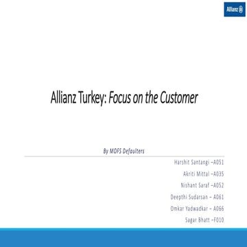 allianz turkey : Focus on customer HBR case solution | PPTX