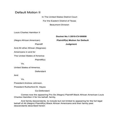 Default motion for United States of America Docket No.CV-00808 | PDF