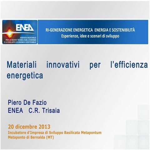 De Fazio - Materiali innovativi per l’efficienza energetica | PPT