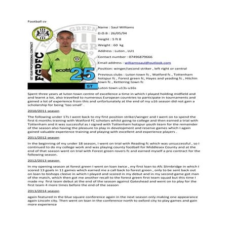 saul new football cv | ODT