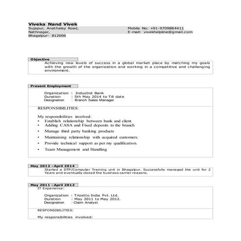 Resume_Viveka Nand Vivek (updated) | PDF