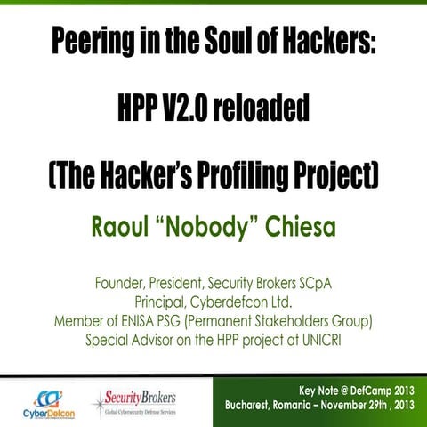 DefCamp 2013 - Peering in the Soul of Hackers: HPP V2.0 reloaded | PDF