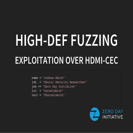 DEFCON 23 - Joshua Smith - high def fuzzing - exploitation over HDMI-CEC | PDF