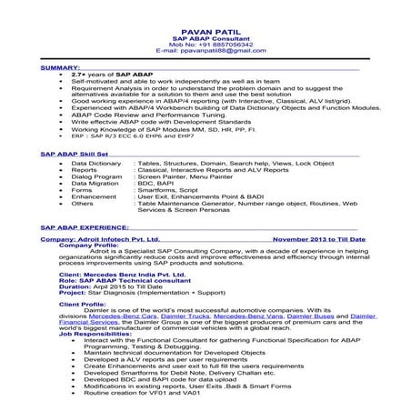 Pavan Patil Resume | DOC | Computer Software and Applications | Computing