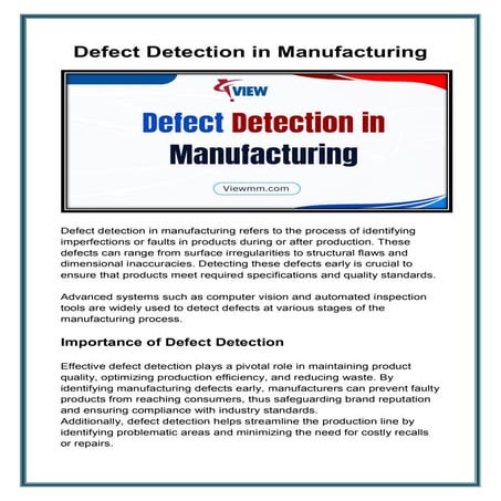Defect Detection in Manufacturing - VIEW | PDF