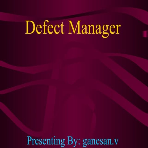 Defect manager presentation made with a concern of the user | PPT