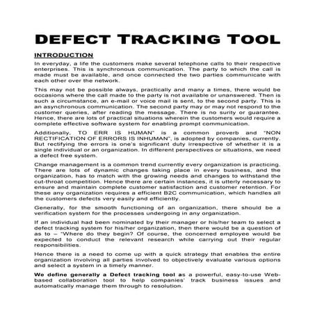 Defect Tracking Tool | PDF