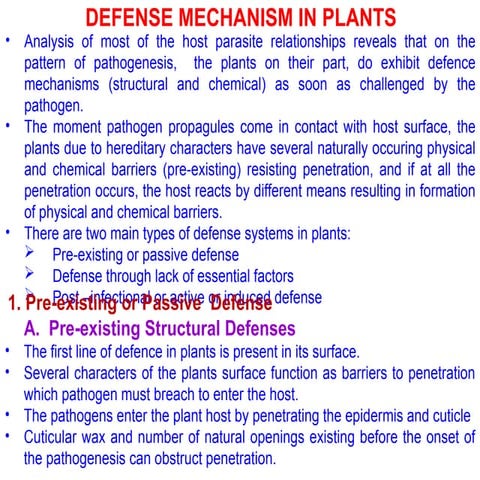 Defence Mechanism in Plant pathology.... | PPTX