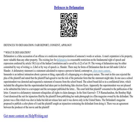 Defences To Defamation | PPT