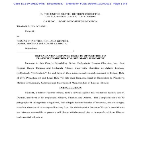 Defendants’ response brief in opposition to plaintiff’s motion for summary judgment | PDF