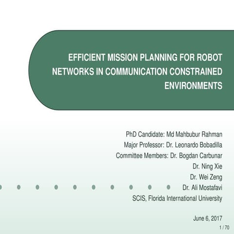 Efficient mission planning in communication constrained environment | PPT