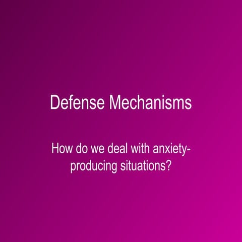 Defense Mechanism Overview (Intro to Psych) | PPT
