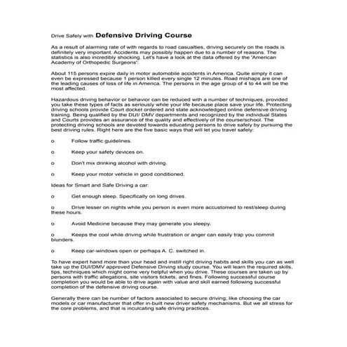 Defensive driving course | RTF