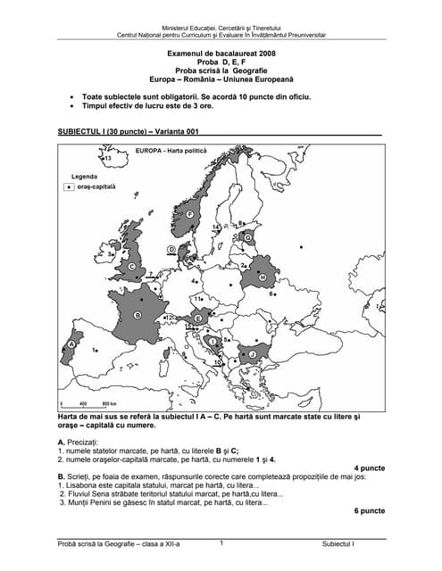 TESTE BAC ANTRENAMENT-GEOGRAFIE 2021 REZOLVATE | PDF