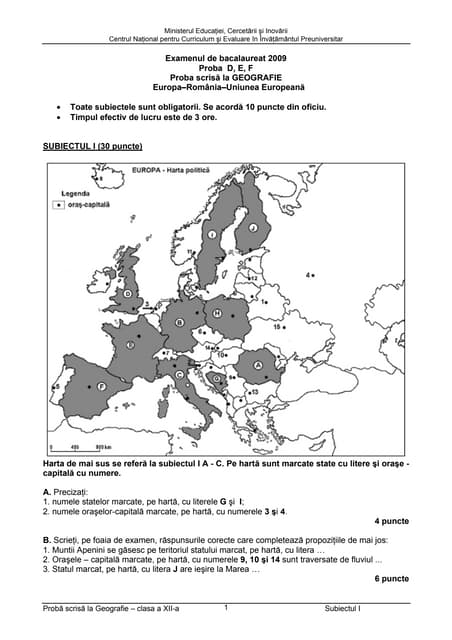 TESTE BAC ANTRENAMENT-GEOGRAFIE 2021 REZOLVATE | PDF