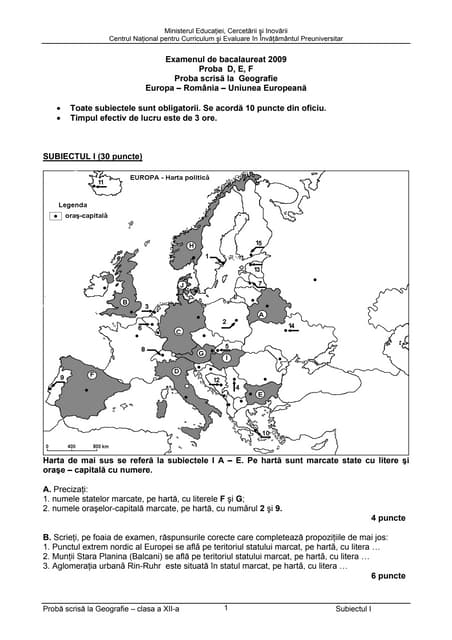 TESTE BAC ANTRENAMENT-GEOGRAFIE 2021 REZOLVATE | PDF