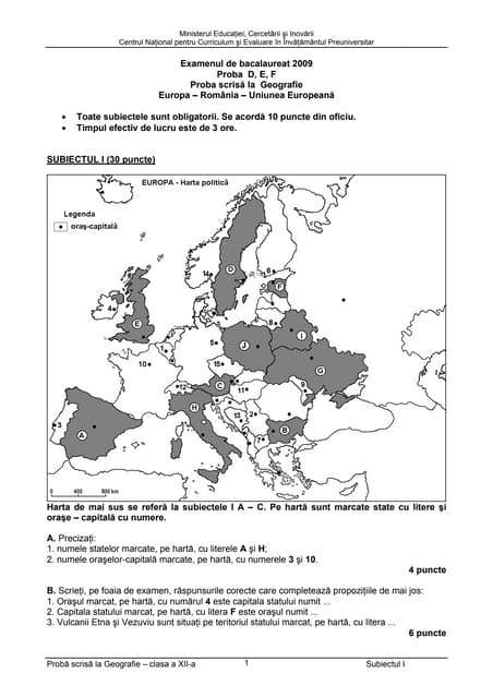 TESTE BAC ANTRENAMENT-GEOGRAFIE 2021 REZOLVATE | PDF