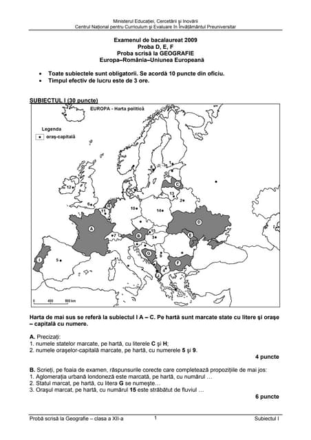 TESTE BAC ANTRENAMENT-GEOGRAFIE 2021 REZOLVATE | PDF