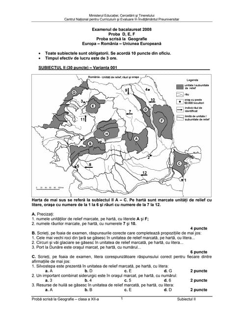 TESTE BAC ANTRENAMENT-GEOGRAFIE 2021 REZOLVATE | PDF
