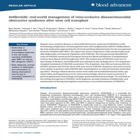 Defibrotide real-world management of veno-occlusive disease sinusoidal.pdf