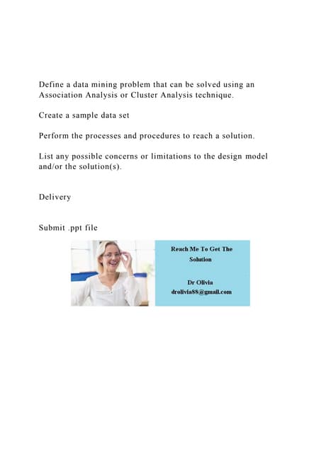 Define A Data Mining Problem That Can Be Solved Using An Assocdocx