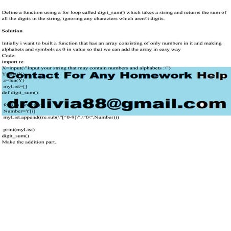 Define a function using a for loop called digit_sum() which takes a .pdf