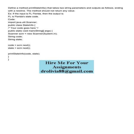 Define A Method Printstateinfo That Takes Two String Parampdf 7293