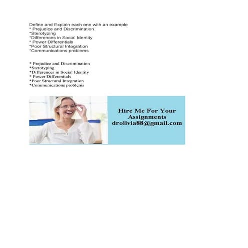 Define and Explain each one with an example - Prejudice and Discrimina.docx