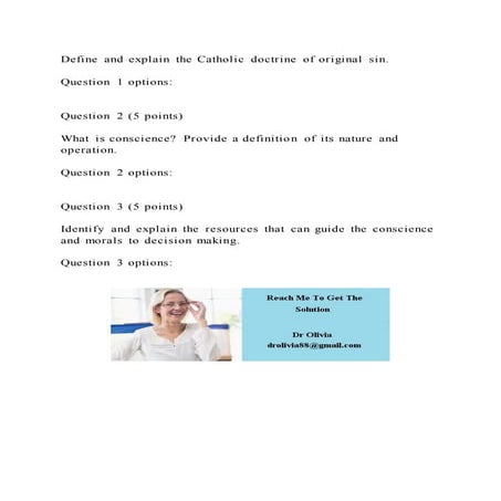 Define and explain the Catholic doctrine of original sin. Questi | DOCX