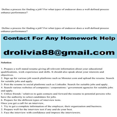 Define a process for finding a job For what types of endeavor do.pdf