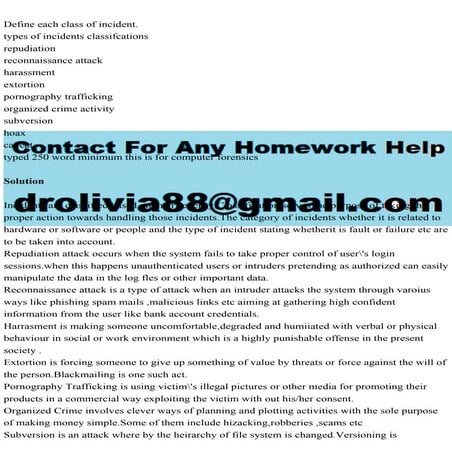 Define each class of incident.types of incidents classifcationsr.pdf