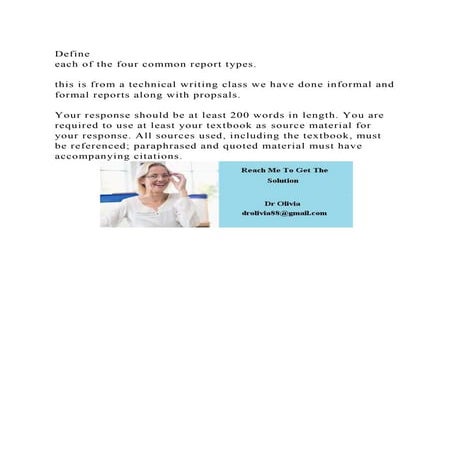 Define each of the four common report types.this is from a tec.docx