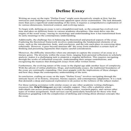 Define Essay. Southern New Hampshire University | PDF
