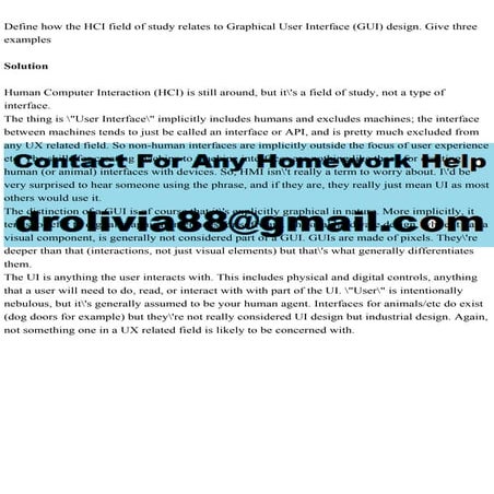 Define how the HCI field of study relates to Graphical User Interfac.pdf