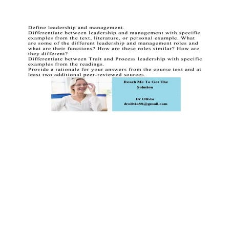 Define leadership and management.Differentiate between leadership .docx