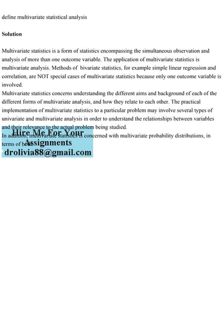 define multivariate statistical analysisSolutionMultivariate s.pdf define multivariate statistical analysisSolutionMultivariate s.pdf