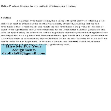 Define P Values Explain The Two Methods Of Interpreting P Valuespdf 0265